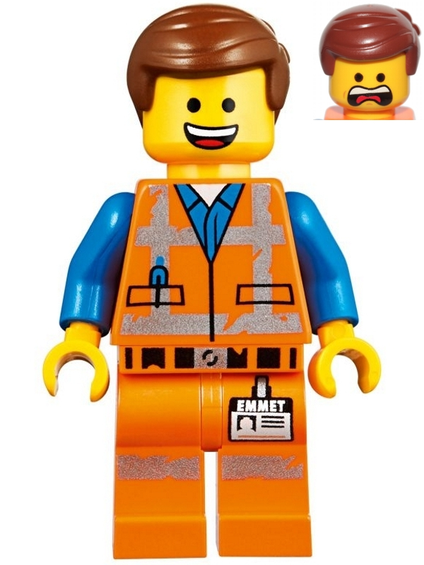 Lego, Minifigure, The Lego Movie, Emmet, Smile / Scream, Worn Uniform,